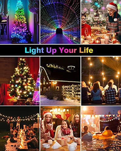 MIHAZ Fairy Lights 16.4ft, RGB Multicolor Changing APP Music Sync Christmas Outdoor String Lights with Remote, USB Control Waterproof DIY Multi-Mode Twinkle Rope Lights Kits for Garden Bedroom Party