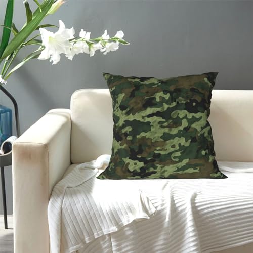 AdaNti Green Military Camo Print Throw Pillow Cover Square Soft Cushion Cover Throw Pillow Case for Home Decor Living Room Bed Couch Car 16"x16"