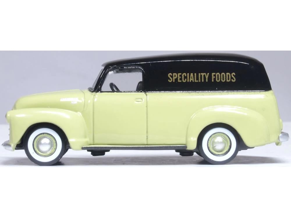 1950 Chevy Panel Van Speciality Foods Light Green and Black 1/87 (HO) Scale Diecast Model Car by Oxford Diecast 87CV50004