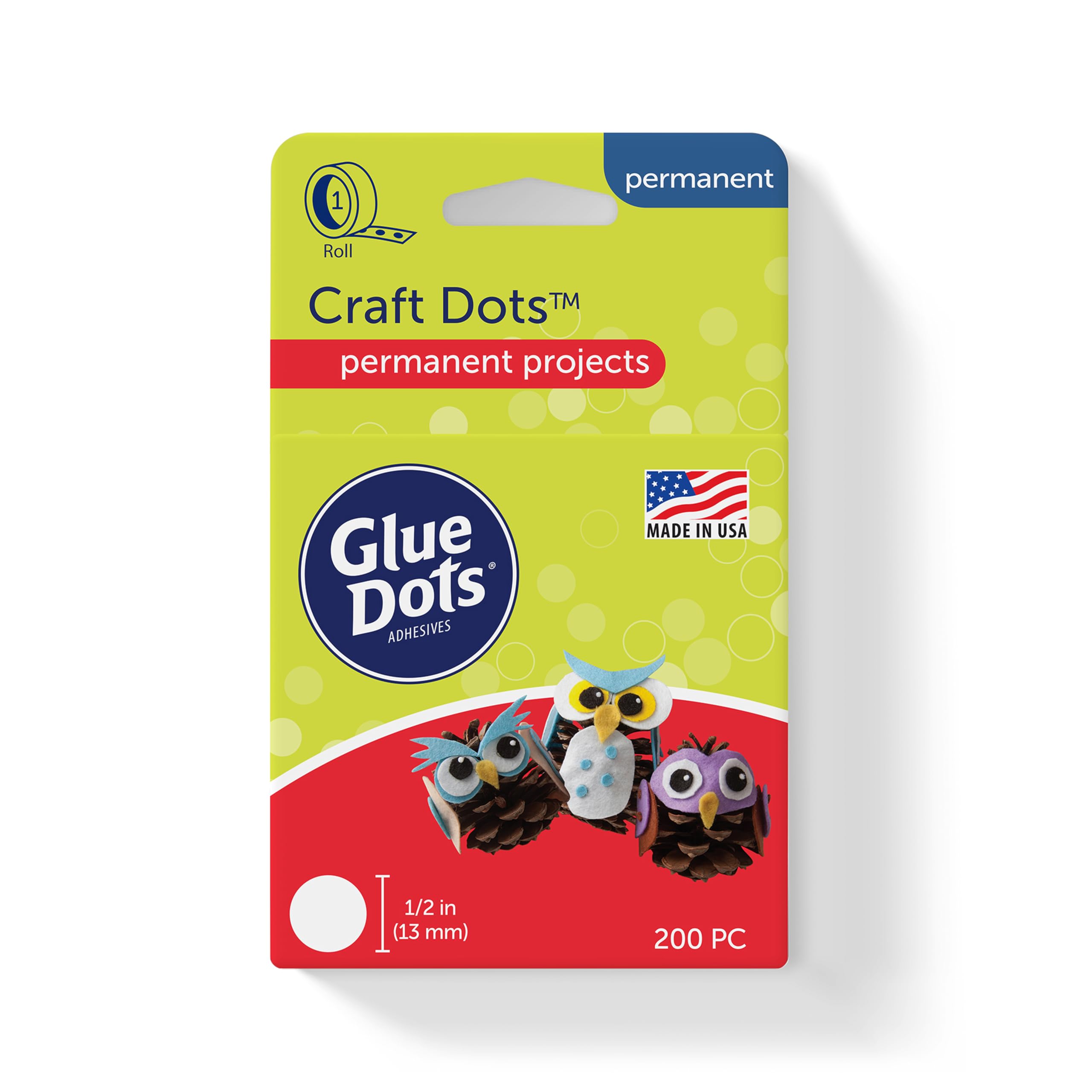 Glue Dots, Clear, Double-Sided Craft Dots, 1/2, Roll of 200 (08165E)