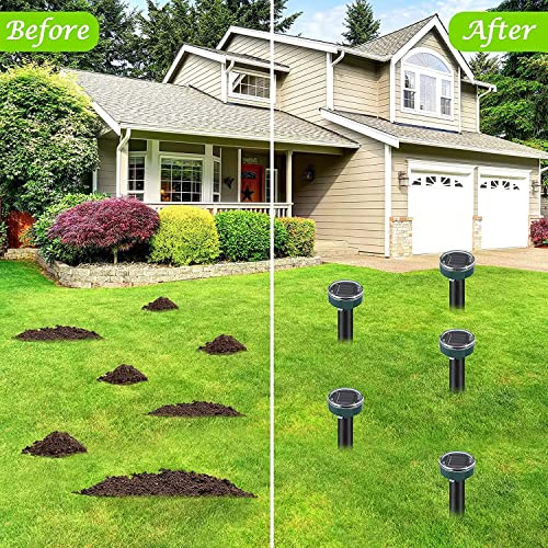 BERKINNIE Mole Repellent Solar Powered, 4 Pack Gopher Repellent Vole Repellent for Garden Lawn Yard Waterproof Get Rid of Moles Voles Gophers Rats Rodents