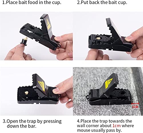 Mouse Trap,Reusable Mice Trap for House Hands-Free Quick Kill Small Rat Traps Indoor Outdoor Effective Sanitary Safe Mousetrap Catcher for Family and Pet