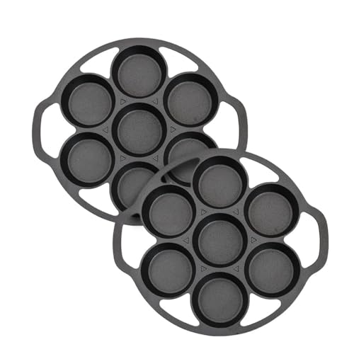SOGA 2X 32cm Cast Iron Takoyaki Fry Pan Octopus Balls Maker 7 Hole Cavities Grill Mold