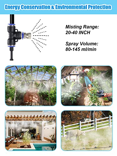 Tesmotor Misters for Outside Patio, 26FT Misting Line + 9 Brass Nozzles Misting System for Cooling, Outdoor Misters for Patio Garden Lawn Pool Umbrella Trampoline