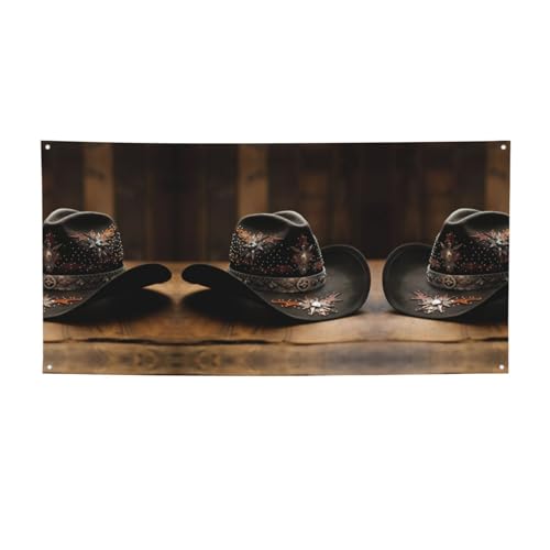 Banners and Signs for Outdoor 35x71 Backdrop for Birthday Party Business Graduation Wedding Event,American West Rodeo Hat
