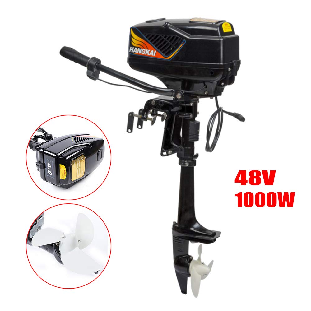 Electric Trolling Motor With 48V 1000W Thrust, Boat Fishing Motor w/Three-blade Propeller, Main Shaft Length & Angle Be Adjusted To Suit 2 Variable Speed Lower Noise For Kayak, Inflatable Fishing Boat