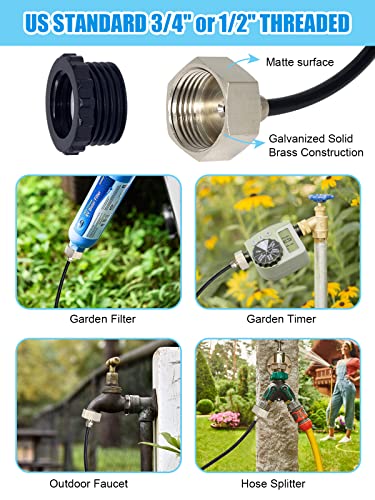 Tesmotor Misters for Outside Patio, 26FT Misting Line + 9 Brass Nozzles Misting System for Cooling, Outdoor Misters for Patio Garden Lawn Pool Umbrella Trampoline