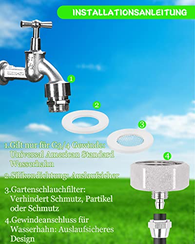 wudee Misters for Outside Patio, 66FT(20M) Misting Line, 15 Brass Mist Nozzles and Brass Adapter(3/4"), Detachable Misters for Patio and Garden Trampoline for waterpark