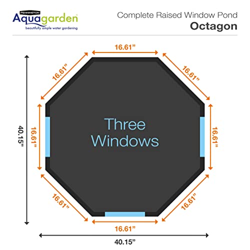 Pennington Aquagarden, Complete Raised Window Pond Kit - Octagon, Water Feature Pool, Includes Inpond 5 in 1 300 Pond & Water Pump with UV Clarifier, 106 Gallon Decking Pond, Three Fountain Displays,