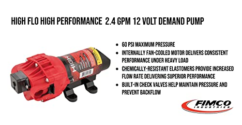 FIMCO 5302318 15 Gallon ATV Sprayer; UV Resistant Polymer Tank, 2.4 GPM High Flo Pump, Steel 2 Nozzle Spraying Boom, Teejet Tips & Lever Grip Handgun