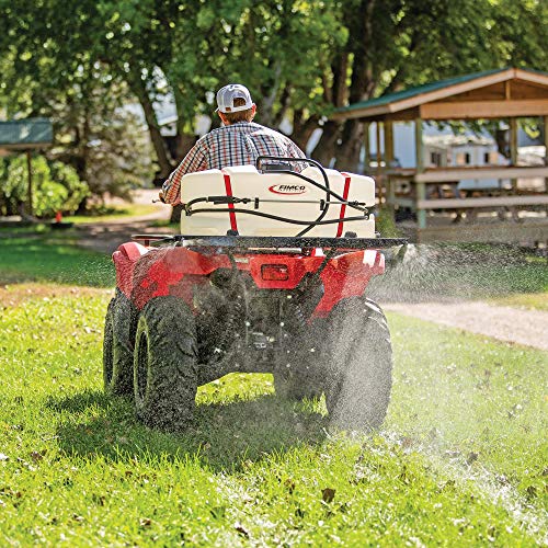 FIMCO 5302318 15 Gallon ATV Sprayer; UV Resistant Polymer Tank, 2.4 GPM High Flo Pump, Steel 2 Nozzle Spraying Boom, Teejet Tips & Lever Grip Handgun