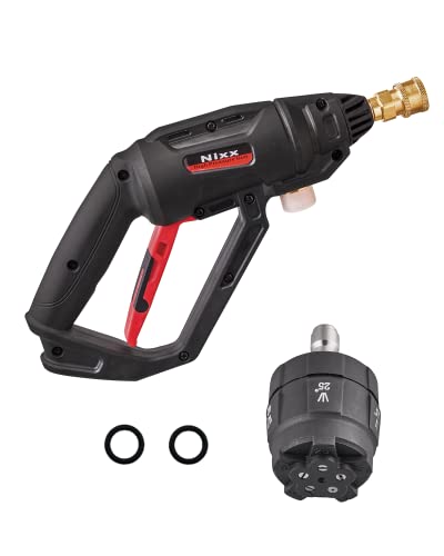 Short Wand Pressure Washer Gun Connect M22/14 Hose With 5-In-1 High Pressure Spray Nozzle，1/4 Inch Quick Connector For Power Car Wash Accessories Kit