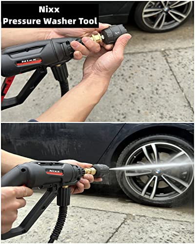 Short Wand Pressure Washer Gun Connect M22/14 Hose With 5-In-1 High Pressure Spray Nozzle,1/4 Inch Quick Connector For Power Car Wash Accessories Kit