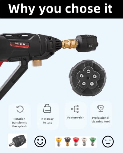 Short Wand Pressure Washer Gun Connect M22/14 Hose With 5-In-1 High Pressure Spray Nozzle,1/4 Inch Quick Connector For Power Car Wash Accessories Kit