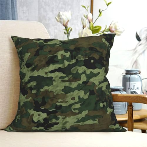 AdaNti Green Military Camo Print Throw Pillow Cover Square Soft Cushion Cover Throw Pillow Case for Home Decor Living Room Bed Couch Car 20"x20"