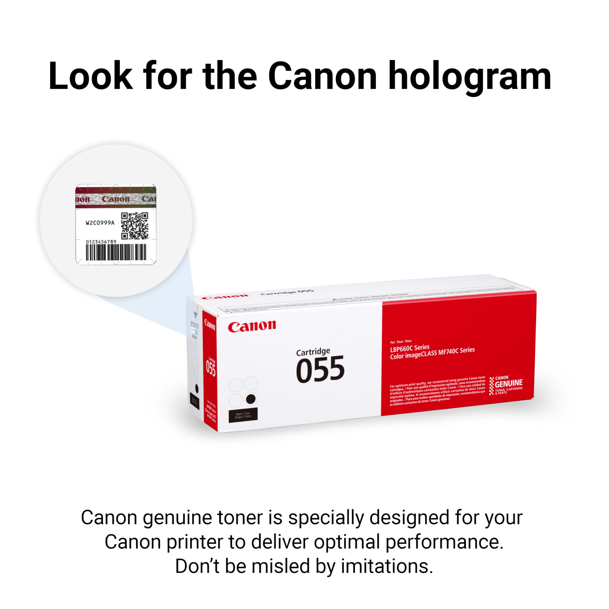 Canon Genuine Toner, Cartridge 055 Black (3016C001) 1 Pack, for Canon Color imageCLASS MF741Cdw, MF743Cdw, MF745Cdw, MF746Cdw, LBP664Cdw Laser Printers