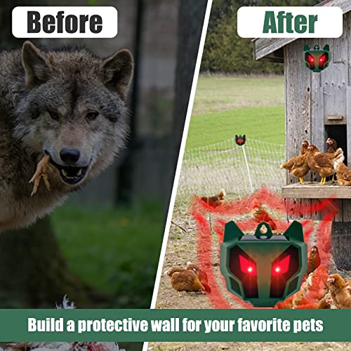 Solar Animal Repellent, Animal Repeller to Keep Skunk, Deer, Raccoon, Coyote, Fox Away from Garden Yard Farm Chicken Coop, 2Pack Deer Repellent Devices
