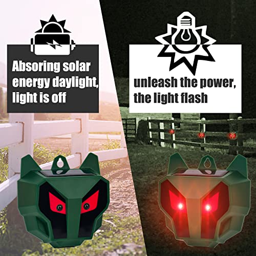 Solar Animal Repellent, Animal Repeller to Keep Skunk, Deer, Raccoon, Coyote, Fox Away from Garden Yard Farm Chicken Coop, 2Pack Deer Repellent Devices