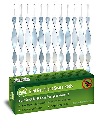 De-Bird Bird Scare Rods - Bird Repellent Woodpecker & Pigeon Deterrent Outdoor Spinning Repeller Device for Garden or Yard