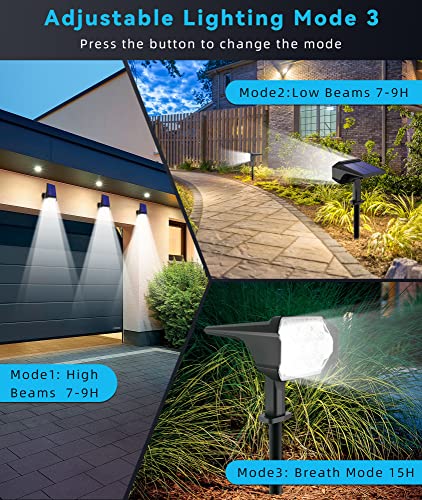 JUO Solar Spotlights Outdoor Waterproof IP67, 32 LED 3 Lighting Modes Brightest Solar Lights Outdoor, Solar Powered Garden Pathway Lights Landscape Spotlights for Trees/Flags/Yard/Walkway