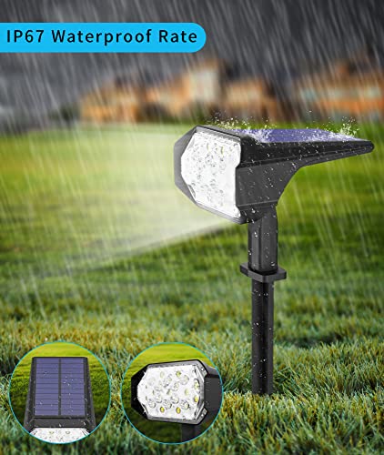 JUO Solar Spotlights Outdoor Waterproof IP67, 32 LED 3 Lighting Modes Brightest Solar Lights Outdoor, Solar Powered Garden Pathway Lights Landscape Spotlights for Trees/Flags/Yard/Walkway
