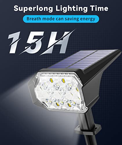 JUO Solar Spotlights Outdoor Waterproof IP67, 32 LED 3 Lighting Modes Brightest Solar Lights Outdoor, Solar Powered Garden Pathway Lights Landscape Spotlights for Trees/Flags/Yard/Walkway