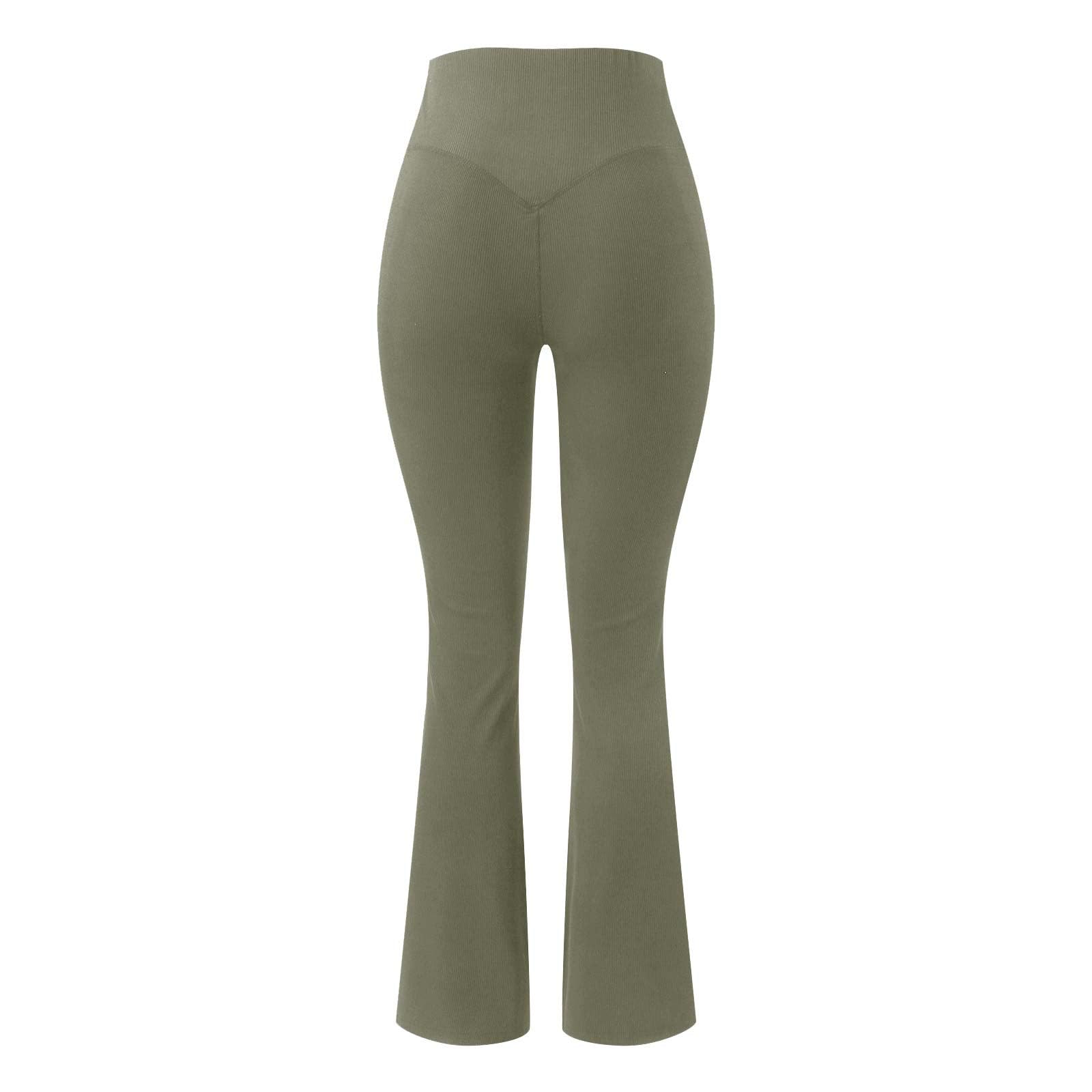 SMIDOW High Waist Bootcut Yoga Pants for Women Tummy Control Flare Leggings Stretch Workout Running Bell Bottom Leggings Crazy CRZ Green S