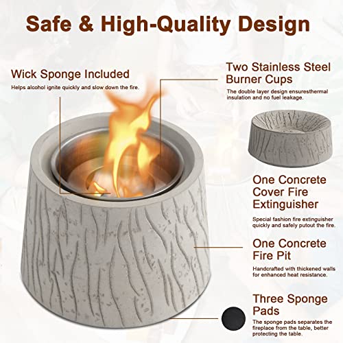 Tabletop Fire Pit - Taschyas Concrete Table Top Firepit Bowl - Personal Small Fire Pits for Indoor Outdoor Garden Patio Mini Fire Pit Tabletop Fireplace