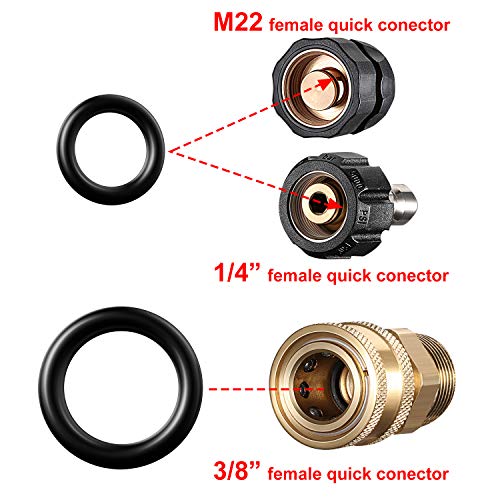 Tatuo 50 Pieces Power Pressure Washer O-Rings Replacement for 1/4 inch, 3/8 inch, M22 Quick Connect Coupler
