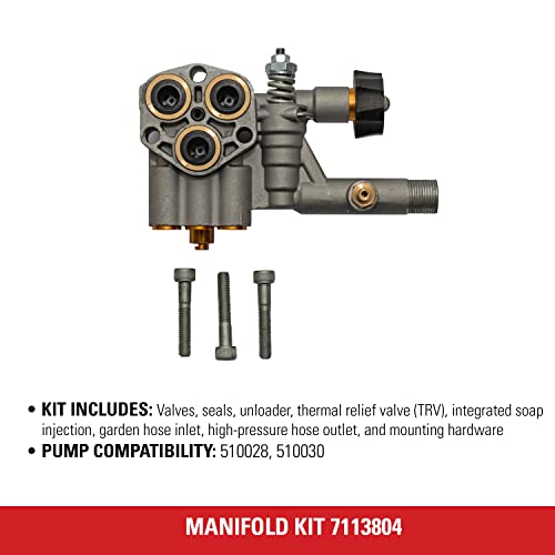 Simpson Cleaning 7113804 Manifold Replacement Kit for OEM Technologies 510028 and 510030 Axial Cam Pressure Washer Pump, Silver