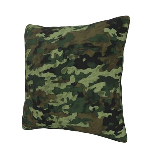 AdaNti Green Military Camo Print Throw Pillow Cover Square Soft Cushion Cover Throw Pillow Case for Home Decor Living Room Bed Couch Car 12"x12"