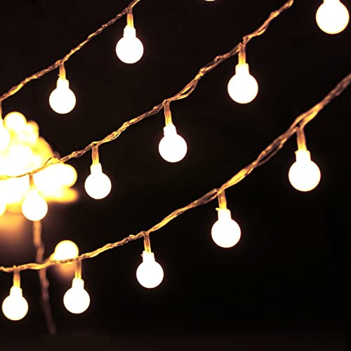 LCHUANG Battery Operated String Lights 66FT 200LEDs - Each 33FT 100LEDs 8 Mode Waterproof Christmas Fairy Lights Indoor Outdoor Hanging Globe Decorative Lights for Home Party Patio Garden Wedding