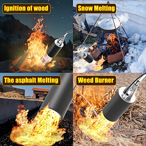 E-SDS Propane Torch Weed Burner Kit, Weed Torch 500,000 BTU Blow Torch with 9.8 FT Hose Heavy Duty Flame thrower with 2 Turbo Trigger Electronic Igniters for Weeds, Snow Melting, Roofing, Roads