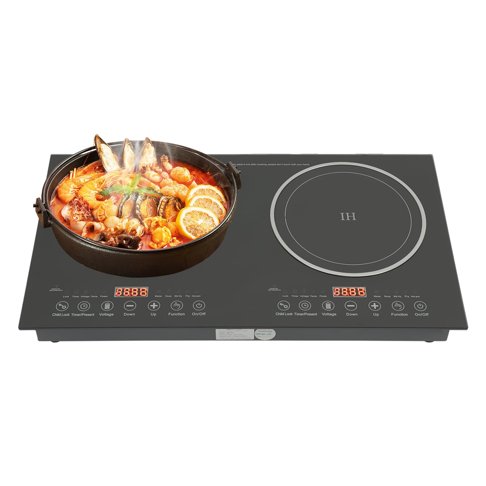 Electric Induction Ceramic Cooker,Countertop 2 Burner Cooktop Portable Cooker,2 Burners Induction Cooktop Electric Hob Cook for Camping,RV (1200W Induction Cooker+ 1200W Super Power)