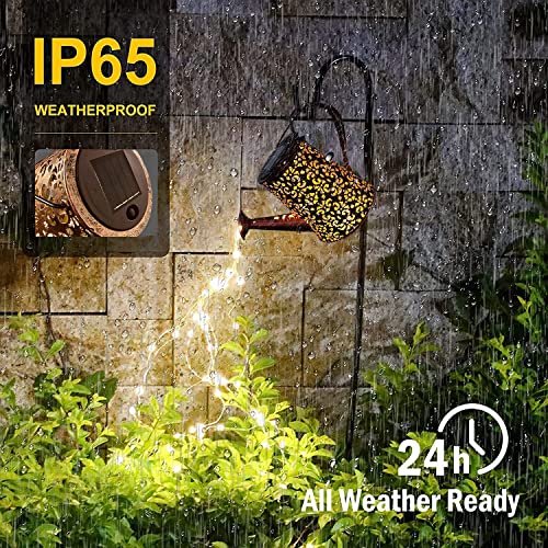 Solar Watering Can Garden Lights - Solar Lights Outdoor Garden Ornaments Waterproof Large Yard Statues Retro Copper Decorations for Home Patio with 35"Shepherd Hook