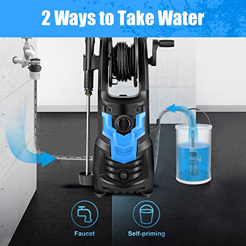 WHOLESUN ๐๐๐๐๐๐๐ ๐ท๐๐๐๐๐๐๐ ๐พ๐๐๐๐๐, 1900W High Power Washer with ๐ญ.๐ณ๐ญ ๐๐ฃ๐ Motor with Hose Reel, Self Assembled, Rotatable Iron Spray Lance for Patio/Garden/Car(Blue)