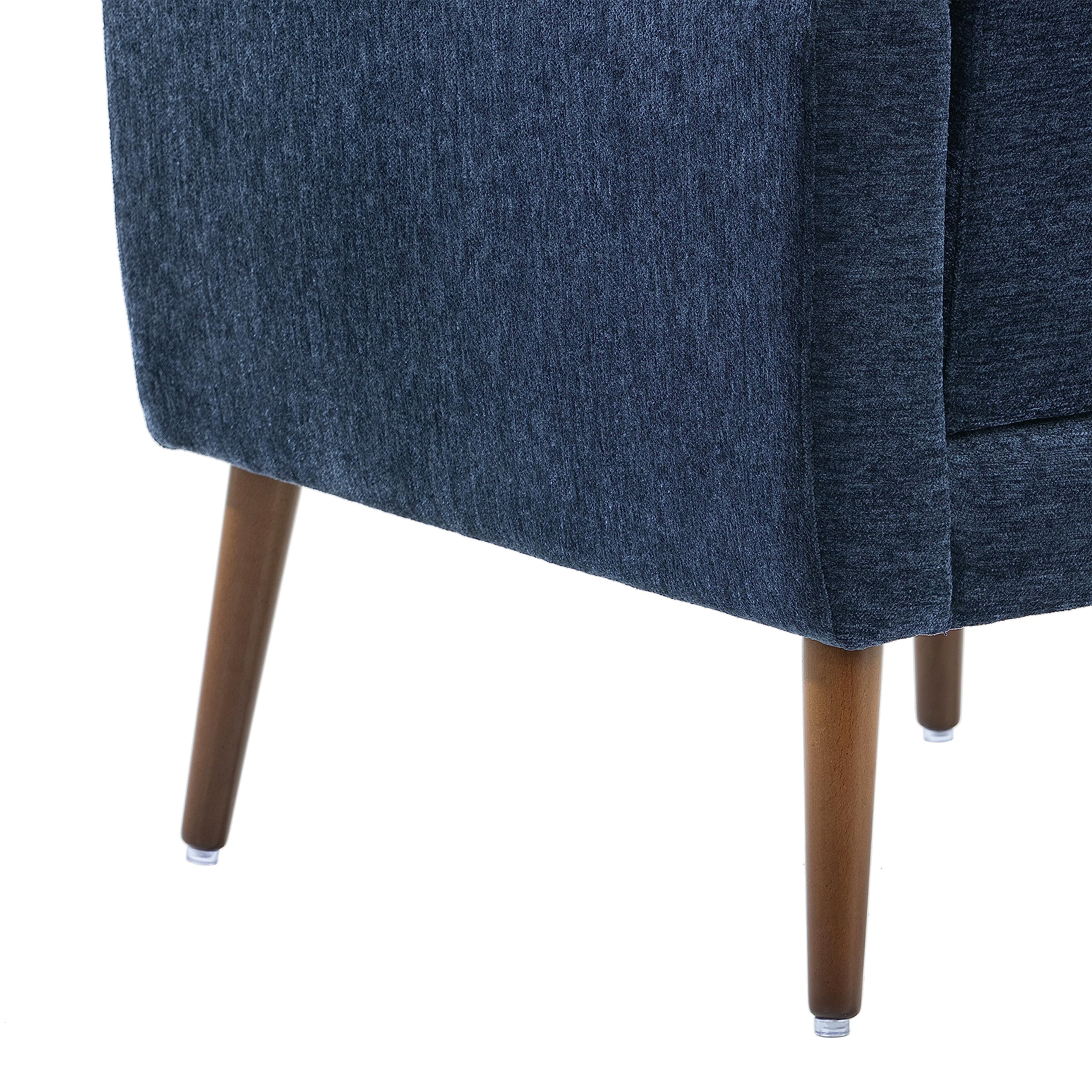 Modern Accent Chair,Chenille Fabric Reading Living Room Side Chair,Single Sofa with Wood Legs, Armchair for Living Room Bedroom(Dark Blue)