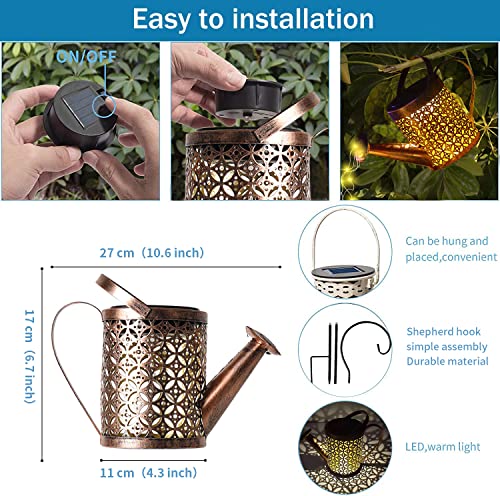 Light Solar Powered Watering Can with LED Light Solar Fairy Lights with Outdoor String Lights Hanging Solar Lantern Garden Decor Outdoor Lanterns Gifts Waterproof for Garden Patio Yard Pathway Walkway