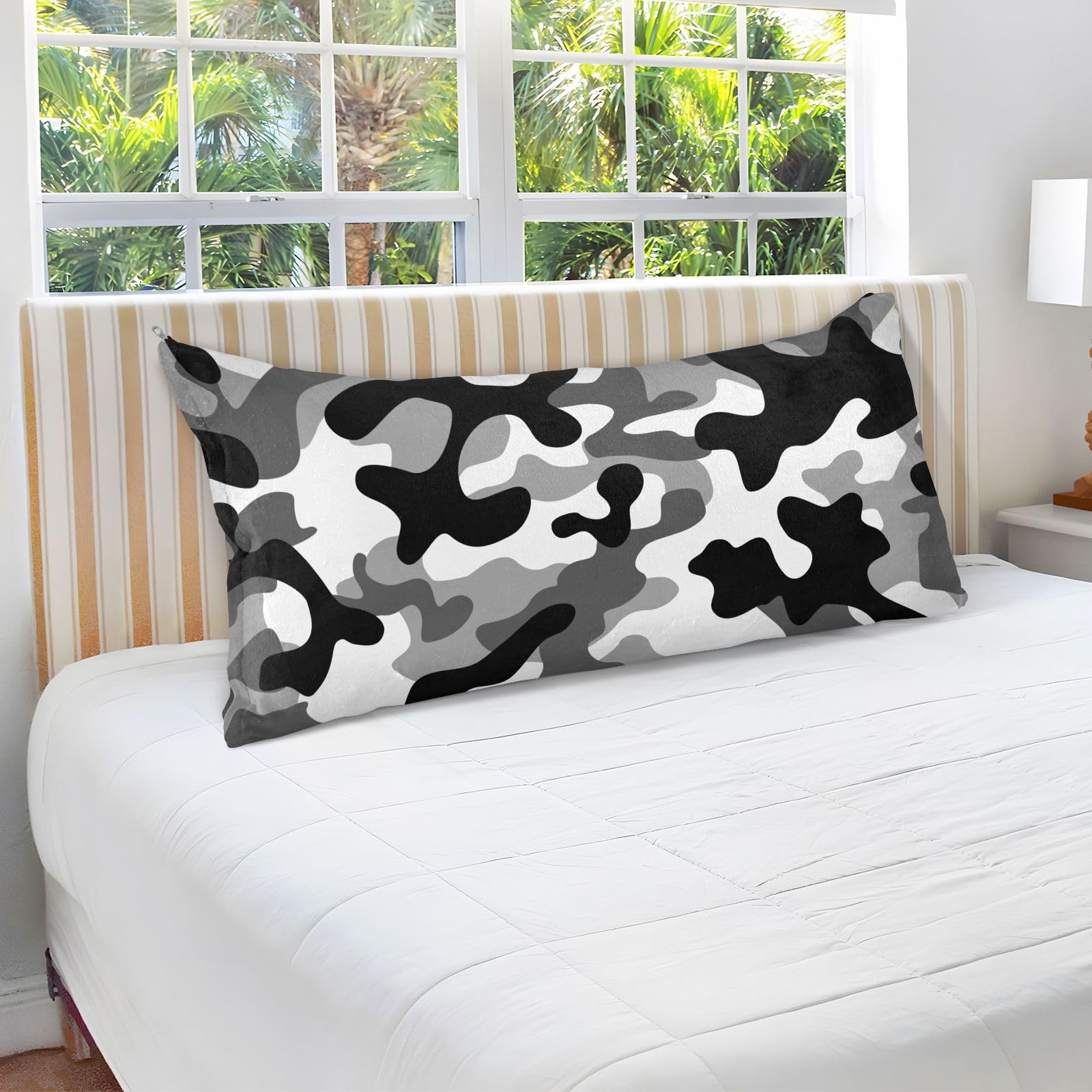 Camouflage Pillowcase for Hair and Skin Body Pillow Cover Long Body Pillow Pillowcase 20"X 54" Pillow Case Protector with Zipper for Women