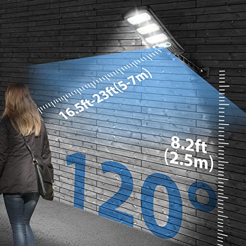 Aliokee LED Solar Lights Outdoor 2 Pack with Remote, 6000K 213LED Solar Motion Sensor Light with 3 Modes, Waterproof IP65 Night Light for Garden Garage