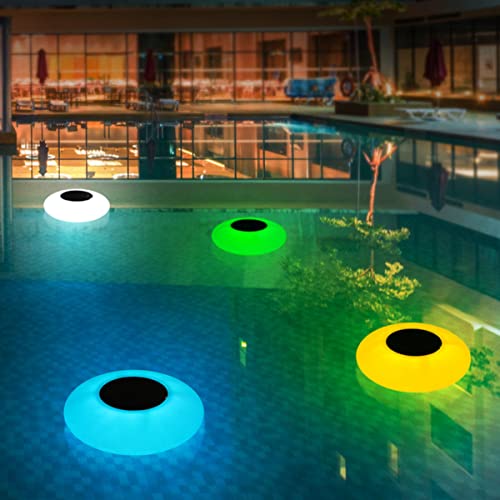 Uonlytech 2pcs Swimming Birthday Landscape Decor Lights Dish Size Decorative Valentines Light Pool Night Garden Day Pond Shape Solar Party Supplies Powered Toys Wedding Control Bath Outdoor