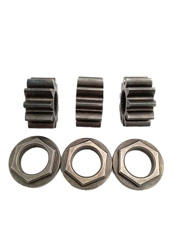 3pcs Steering Shaft Pinion Gear & Bushing for MTD 741-0656 941-0656A 717-1554 Toro 112-0863, Used on Riders Since 1999. 11 Tooth. Splined Bore