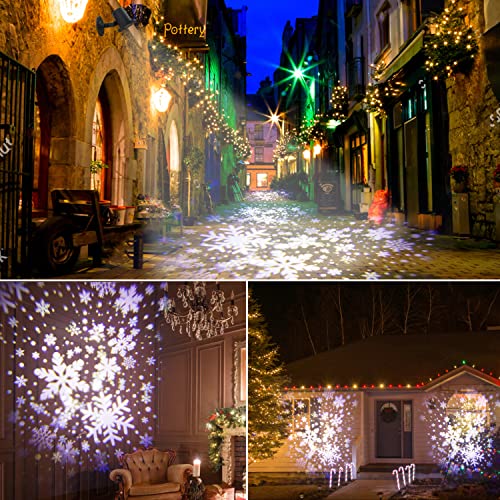 Christmas Projector Lights Outdoor - Waterproof LED Snowflake Projector Lights for Xmas Holiday Home Party Garden Decorations