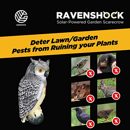 GERMOFIN Hausse 2 Pack Bird Scarecrow Fake Horned Owl Decoy, Nature Enemy Pest Repellent for Outdoor Garden Yard