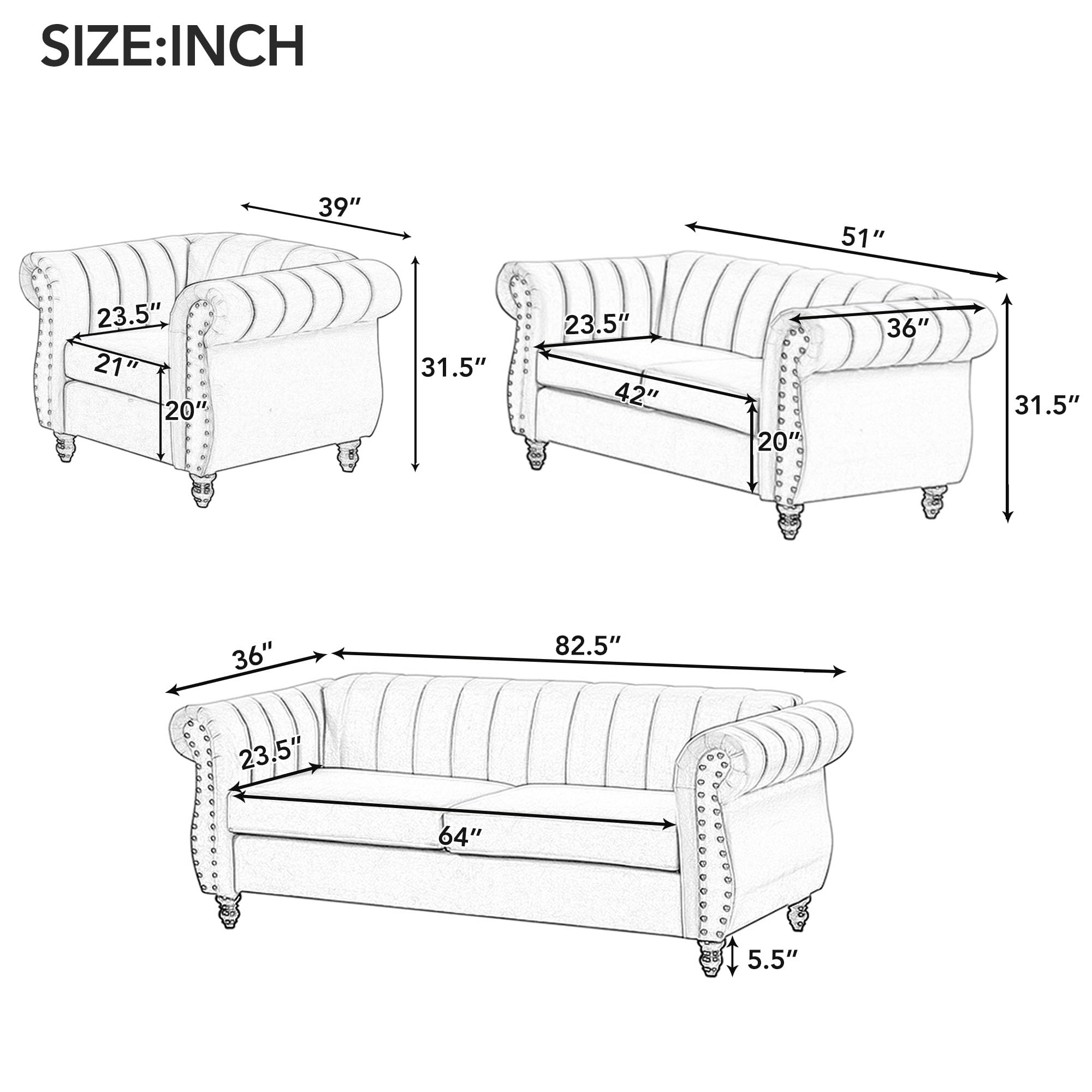 Tiokop Plush 51" Modern Style Dutch Fluff Double Seater Upholstered Sofa with Solid Wood Legs, Buttoned Tufted Backrest,Living Room Furniture for Apartment,Office and Lounge Area,Easy Assembly,Blue