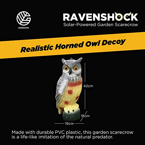 GERMOFIN Hausse 2 Pack Bird Scarecrow Fake Horned Owl Decoy, Nature Enemy Pest Repellent for Outdoor Garden Yard