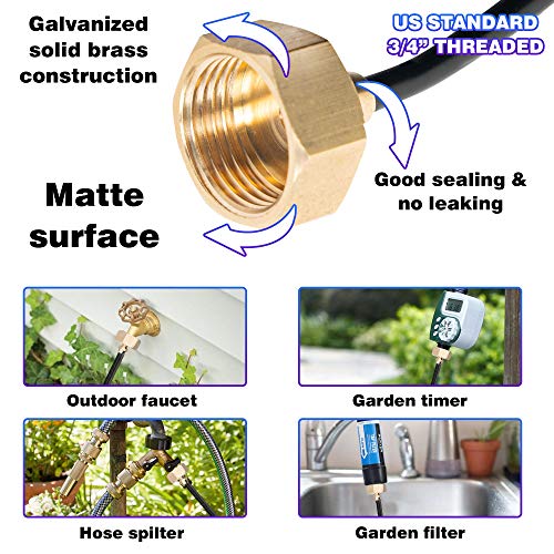 Hourleey 50 Ft Mister System, Outdoor Misting Cooling System with 50 Feet Misting Tube, 20 Brass Mist Nozzles and 3/4" Brass Adapter for Garden Patio Greenhouse and Trampoline