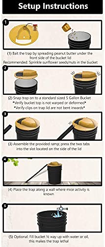 Mouse Trap - Bucket Mouse Traps,Automatic Reset Flip and Slide Bucket Lid Mouse Trap |Humane or Lethal|Reusable|Auto Reset | Indoor Outdoor|5 Gallon Bucket Compatible|2 Pack