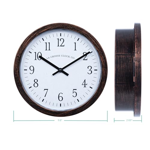 La Crosse Clock 404-3825HC 9.80-Inch Quartz Analog Wall Clock with Hidden Compartment