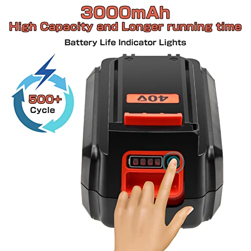 3000mAh LBX2040 Replacement Battery Compatible with Black and Decker 40V Battery Lithium-ion MAX LBX2040 LBXR36 LBXR2036 LST540 LCS1240 LBX1540 LST136W 40V Cordless Power Tools( 1 Pack 3.0Ah Battery)